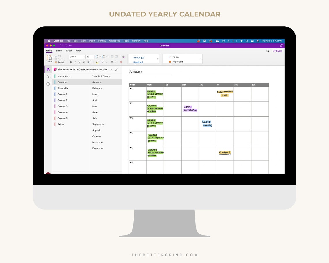 Onenote College Student Planner, Digital Academic Notebook, Semester ...