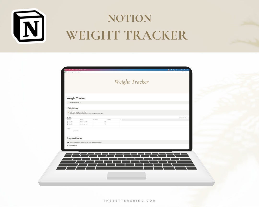 Digital Weight Loss Tracker for Notion, Weight Loss Journal, Weight ...