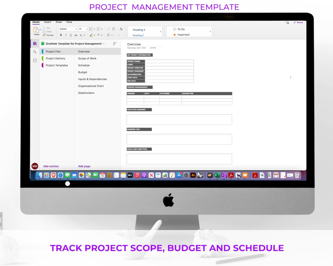 Onenote Project Management Template Bundle Weekly Planner - Etsy