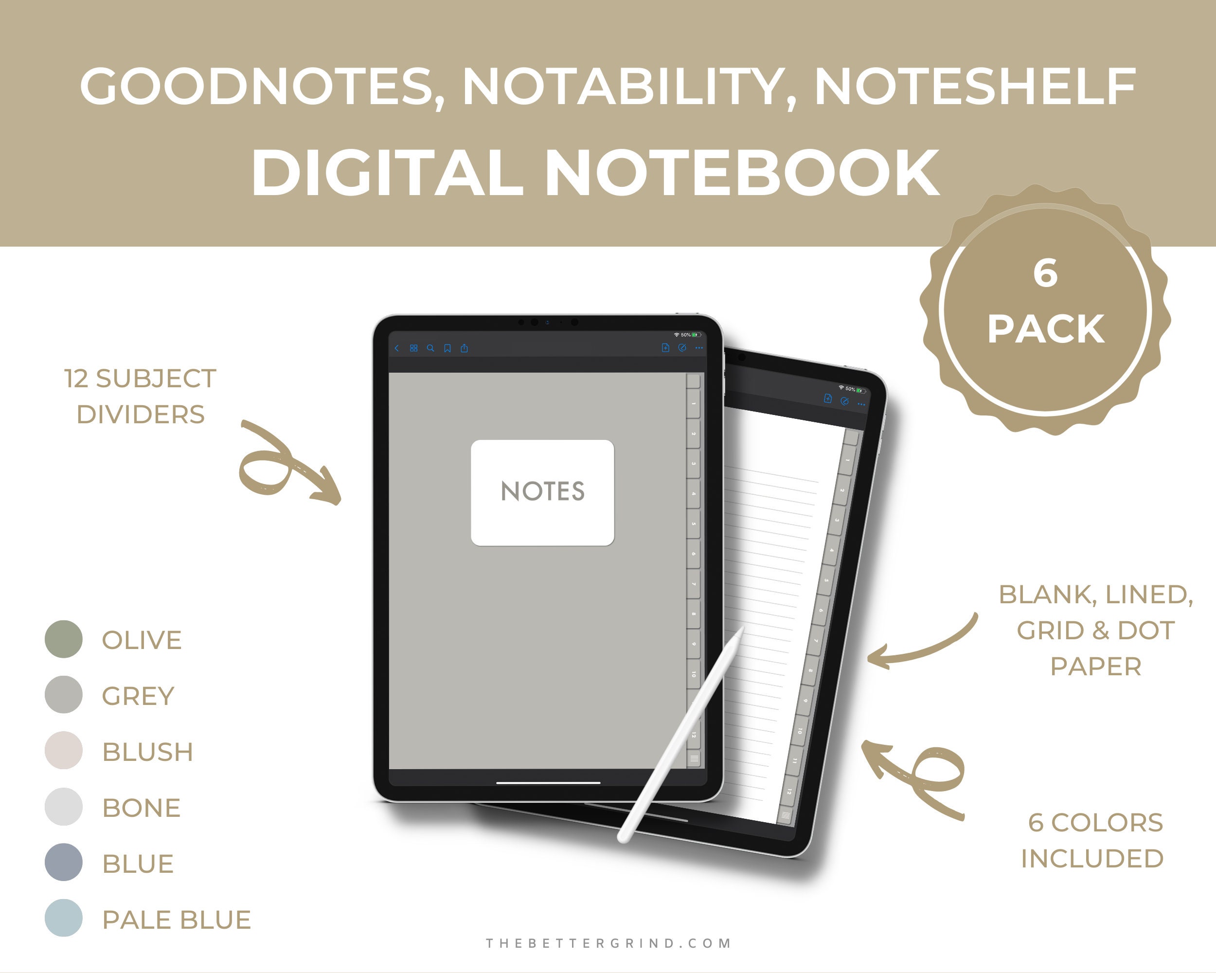 Digital Notebook for Goodnotes Notability Noteshelf Digital - Etsy