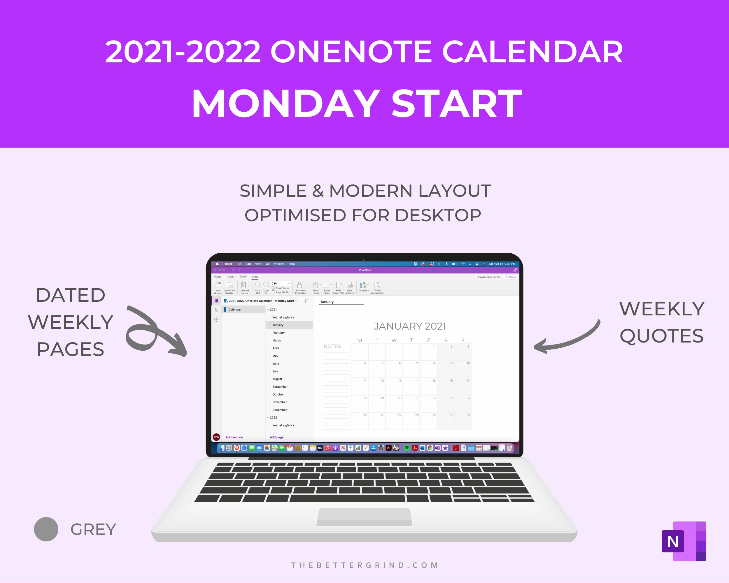Onenote Calendar Template