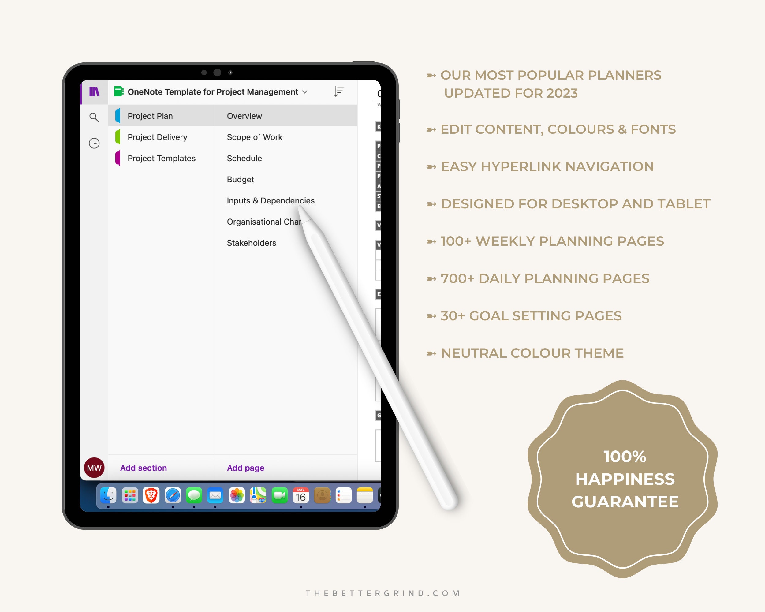 Onenote Project Management Template Bundle Weekly Planner - Etsy