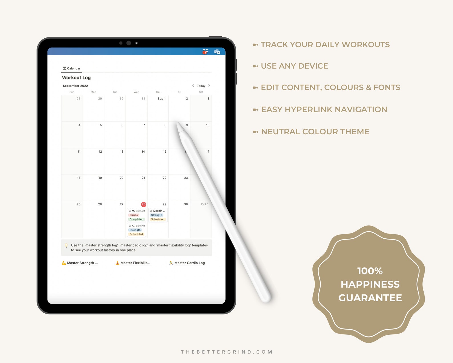 Notion Workout Template, Fitness Planner, Digital Workout Log for ...