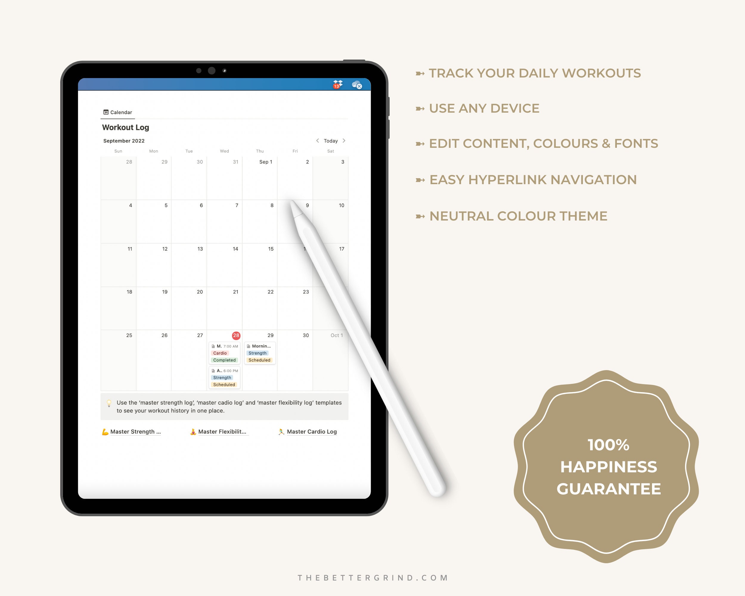 Notion Workout Template, Fitness Planner, Digital Workout Log for ...