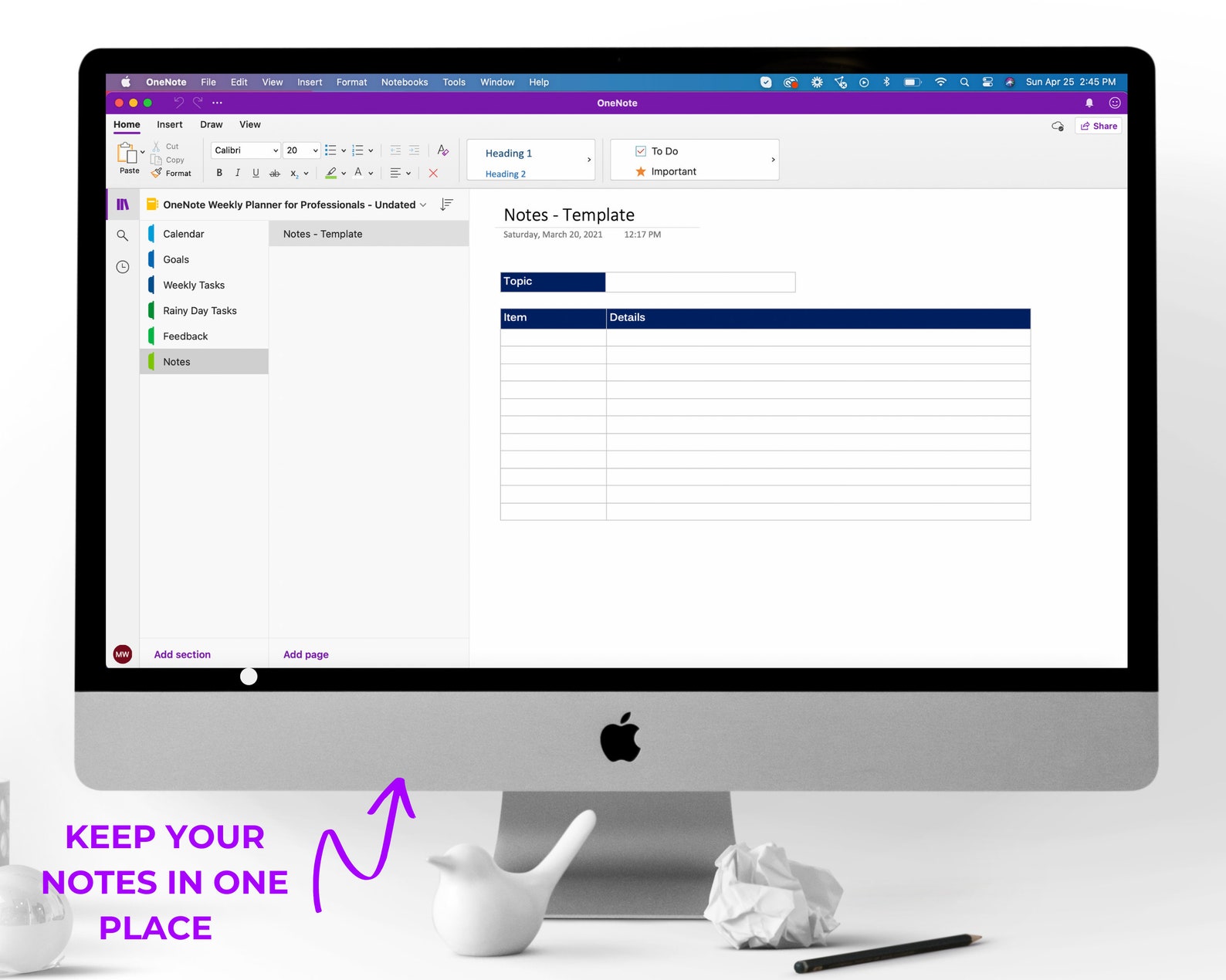 Undated Onenote Planner for Professionals Onenote Digital - Etsy Australia