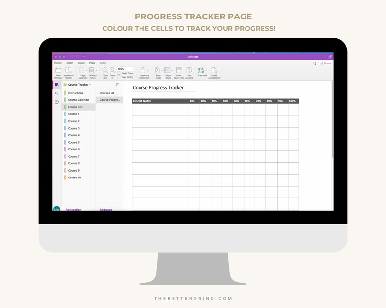 Onenote Course Tracker, Digital Online Course Notebook, for ...
