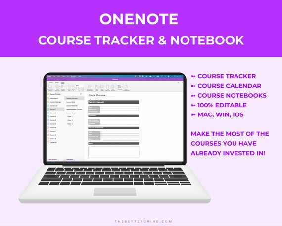 Onenote Course Tracker Digital Online Course Notebook for - Etsy