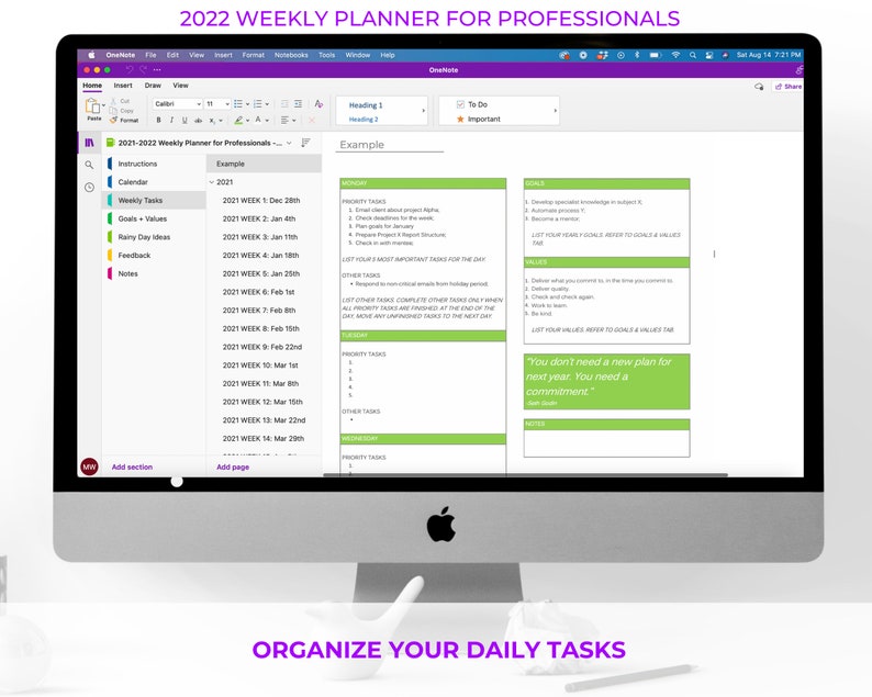 Onenote Project Management Template Bundle Weekly Planner - Etsy