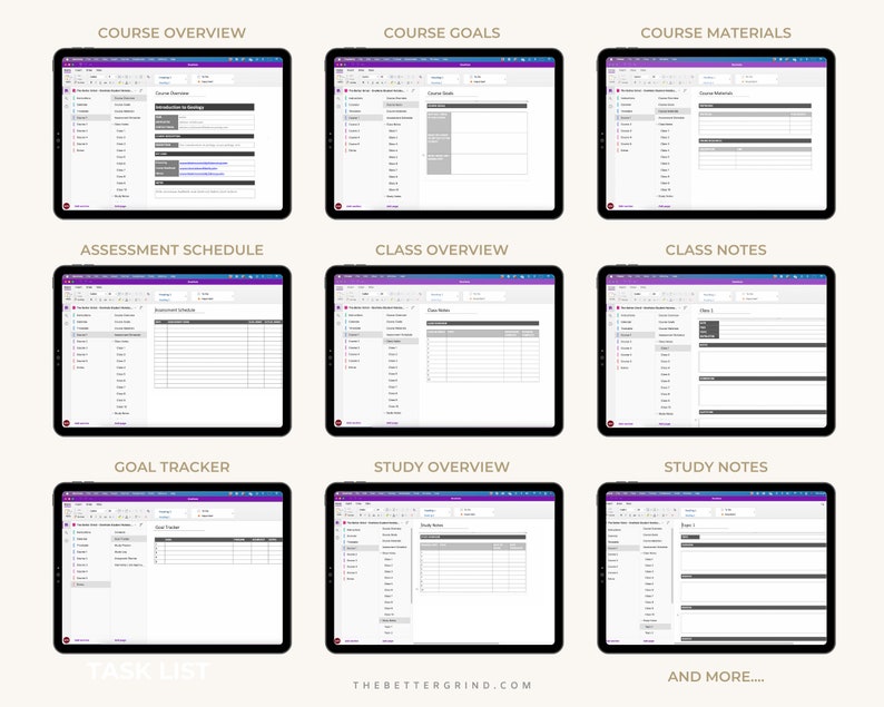 Onenote College Student Planner, Digital Academic Notebook, Semester ...