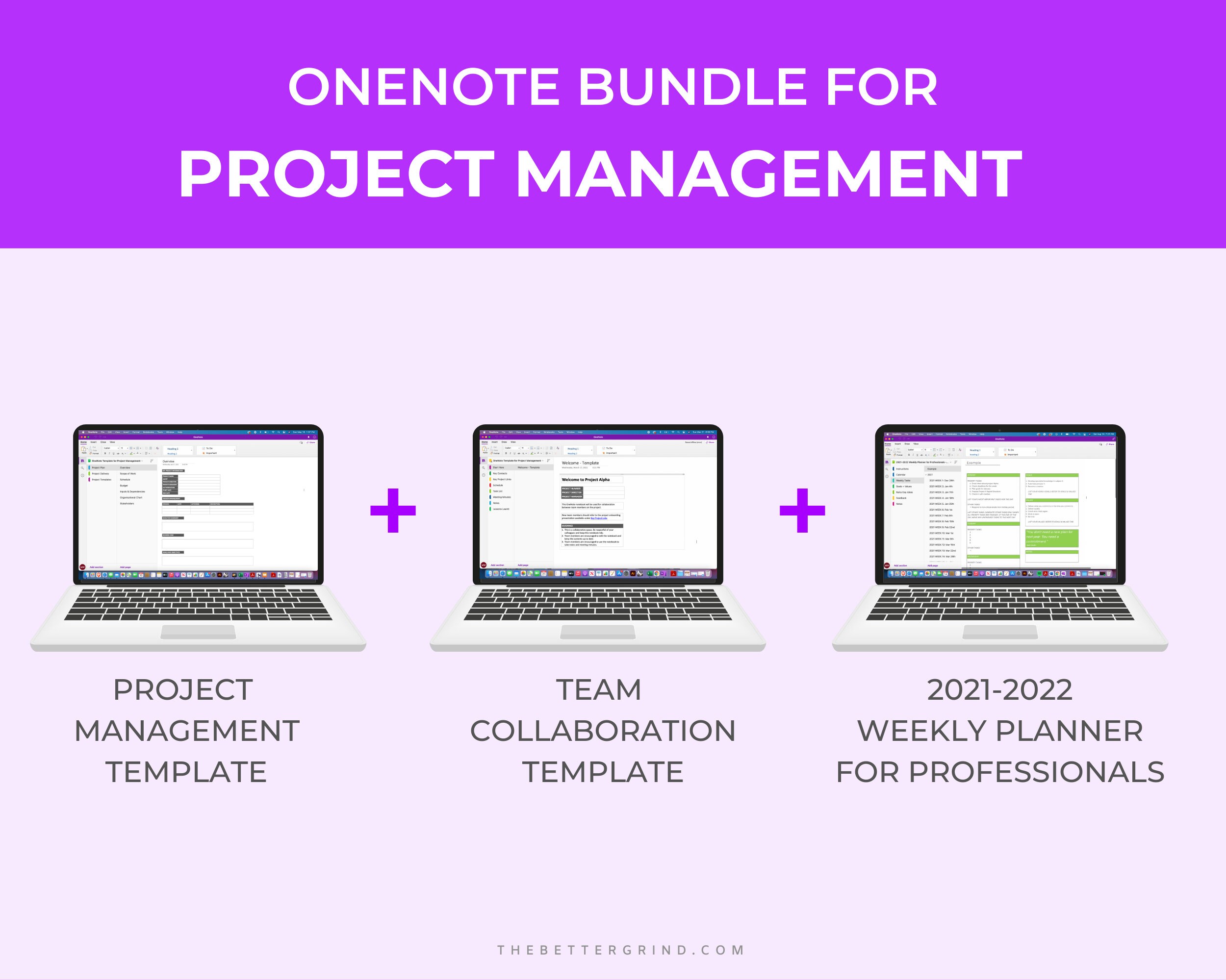 Onenote Project Management Template Bundle Weekly Planner | Etsy
