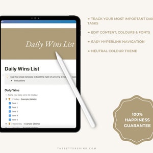 Daily Wins Notion Template Daily Digital to Do List for - Etsy