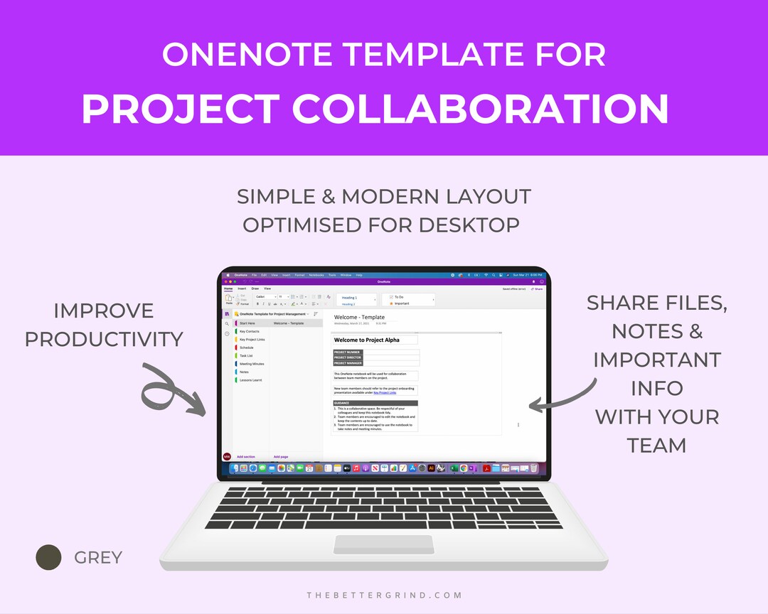 Onenote Project Management Template, Team Collaboration Planner ...