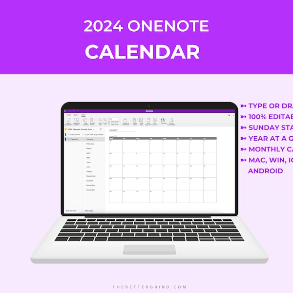 Onenote Calendar 2024 - Etsy
