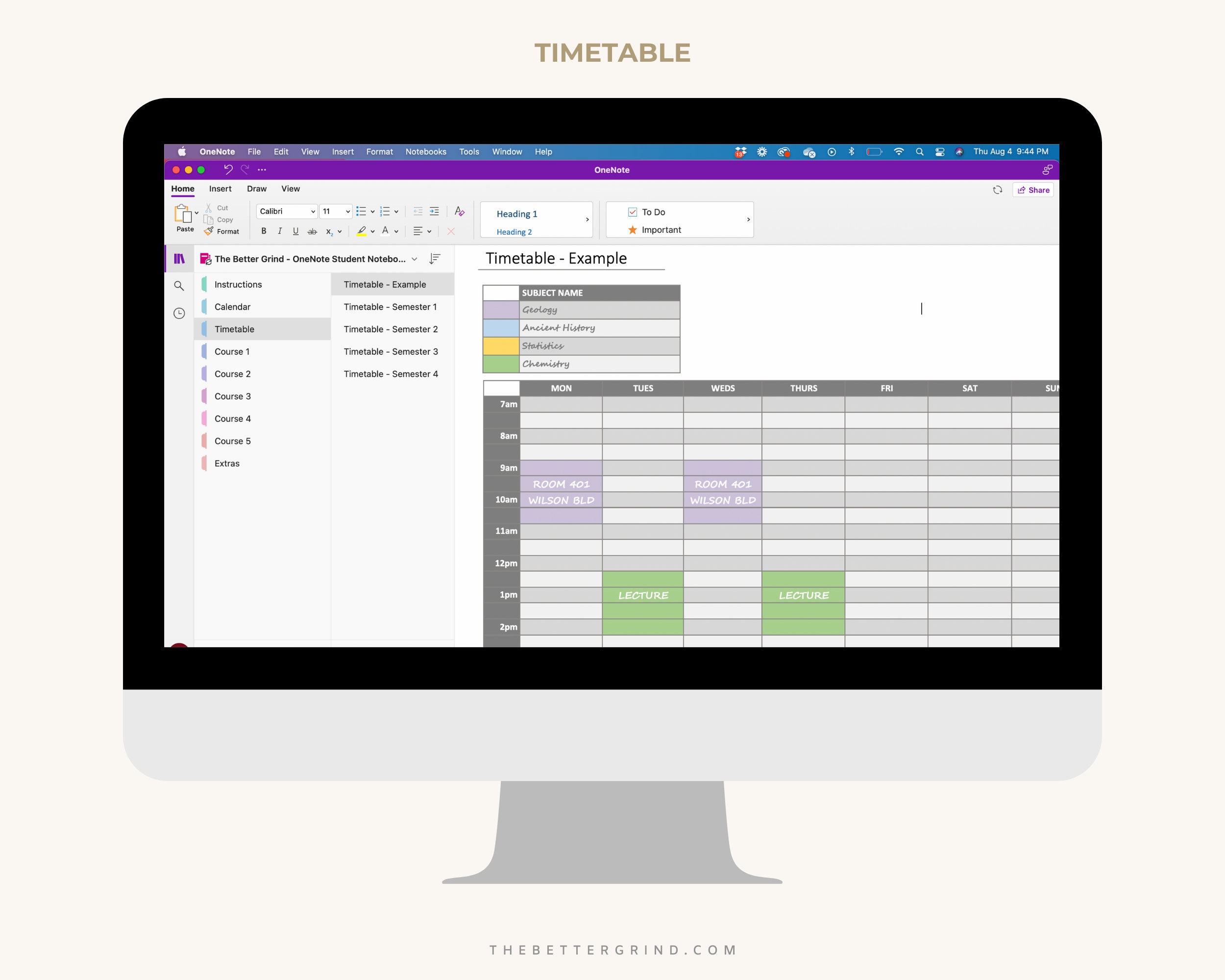 Onenote College Student Planner, Digital Academic Notebook, Semester ...