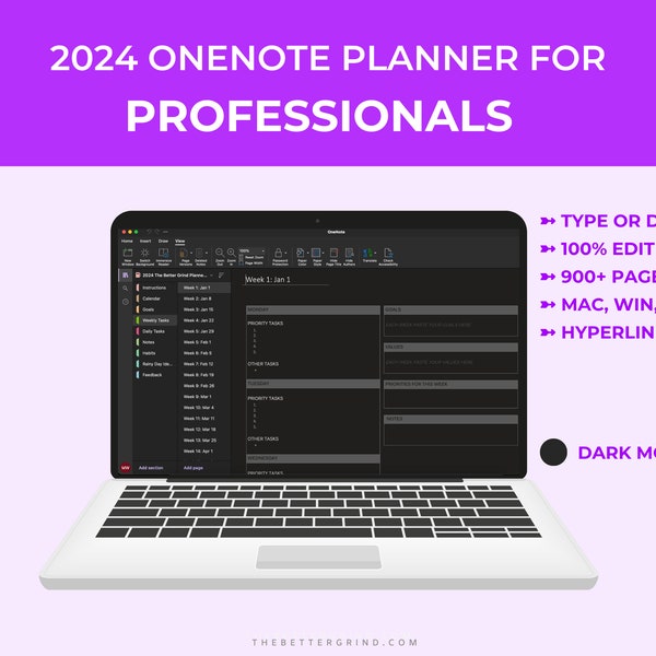 Onenote Template 2024 Work - Etsy