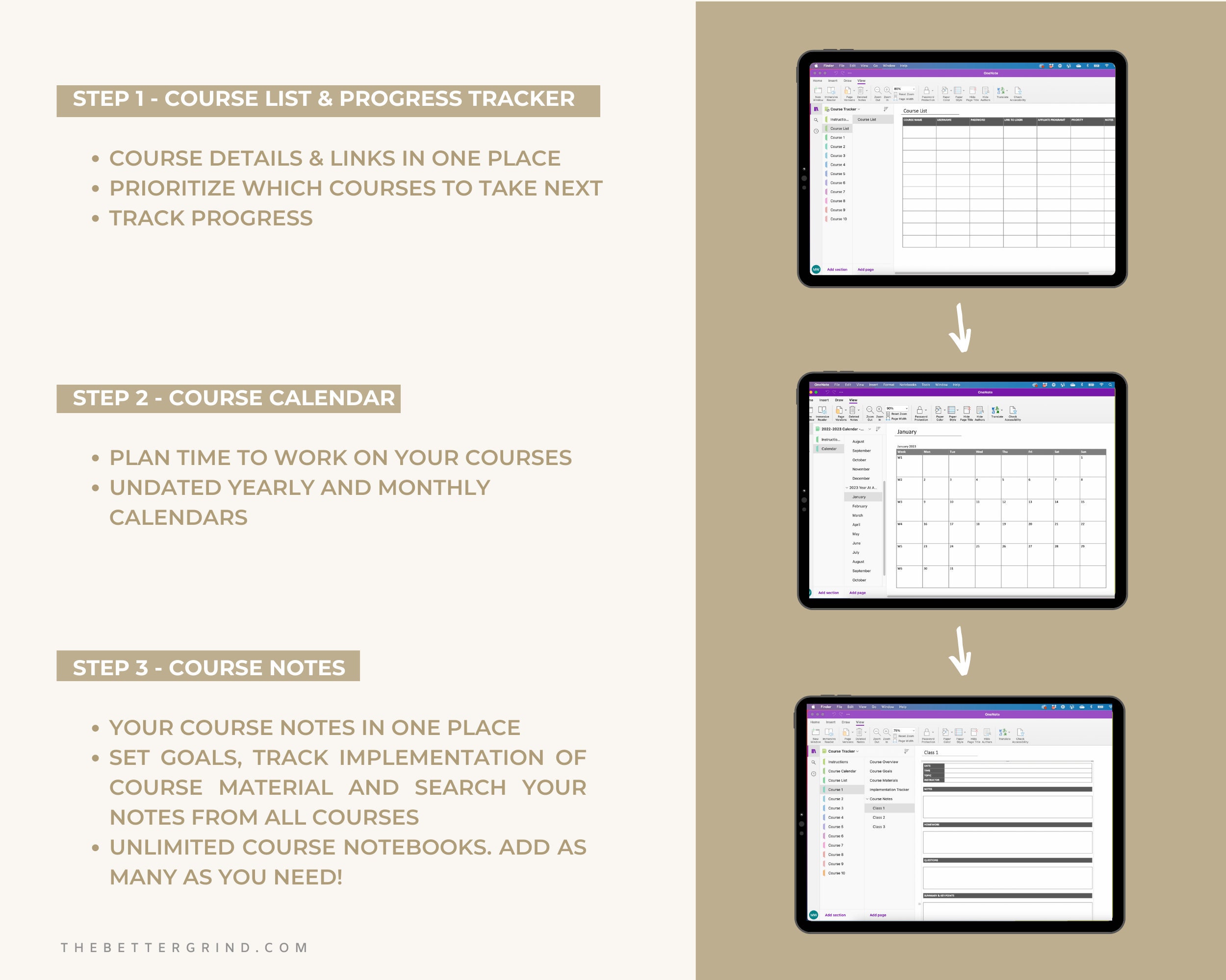 Onenote Course Tracker, Digital Online Course Notebook, for ...