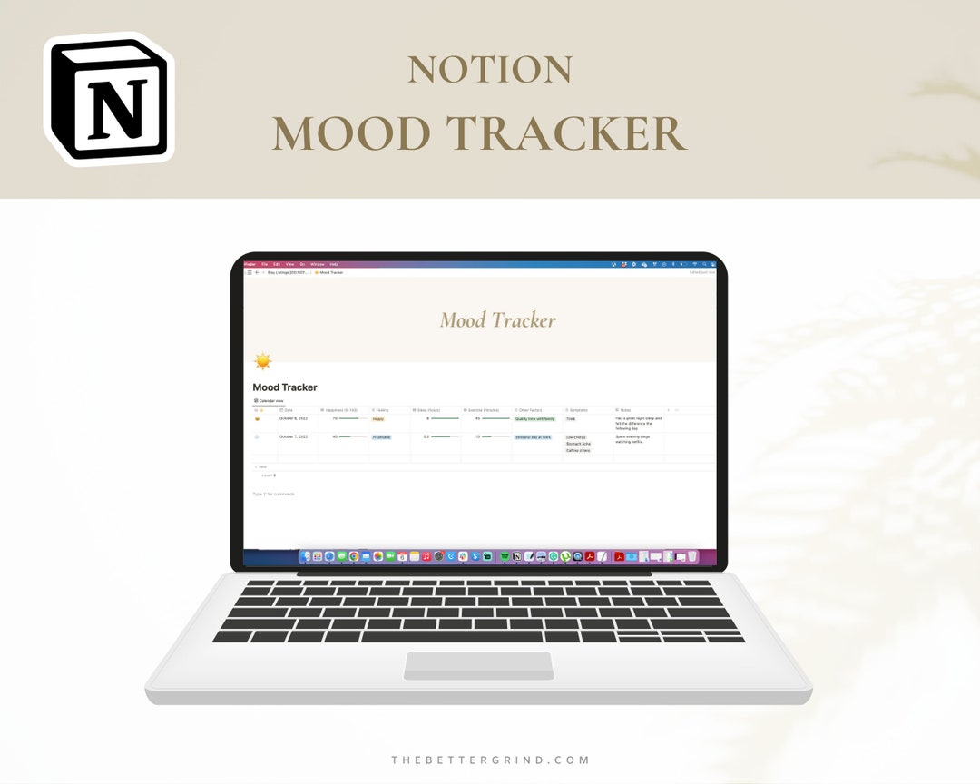Digital Mood Tracker Journal for Notion, Personal Daily Mood Journal ...