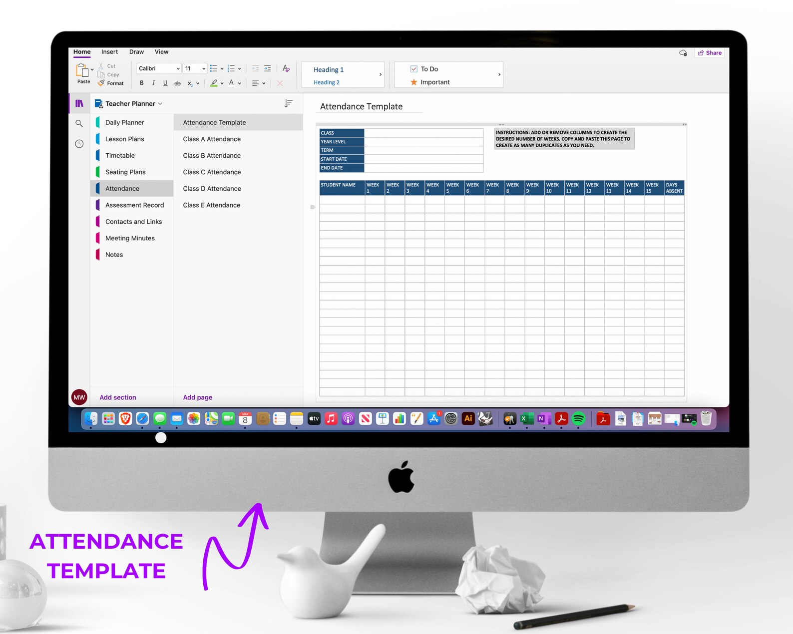 Onenote Teacher Planner, Onenote Undated Digital Planner for Secondary ...