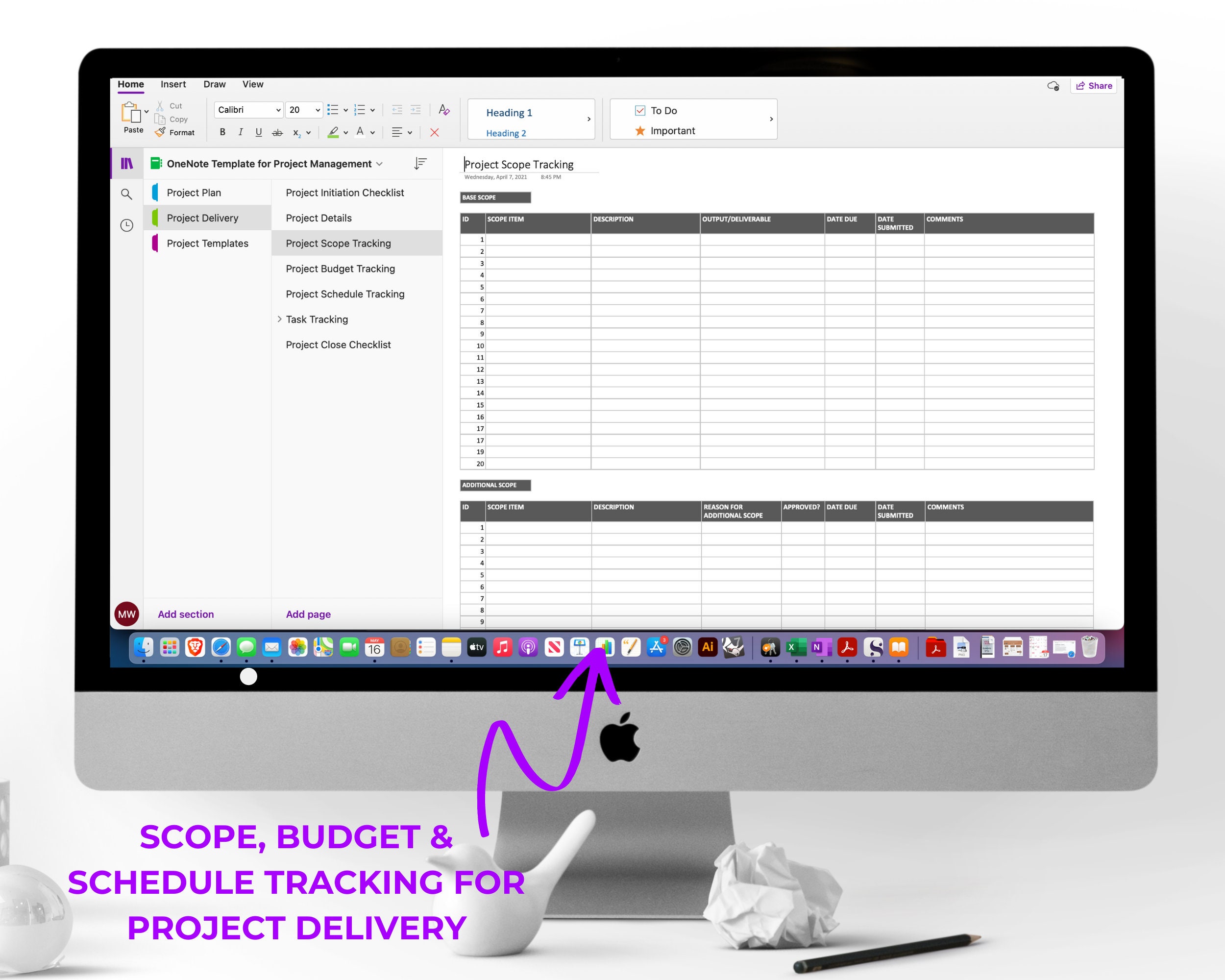 Onenote Project Management Planner, Project Management Template ...