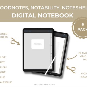 Digital Note Taking Template for Notability, Goodnotes, Noteshelf ...