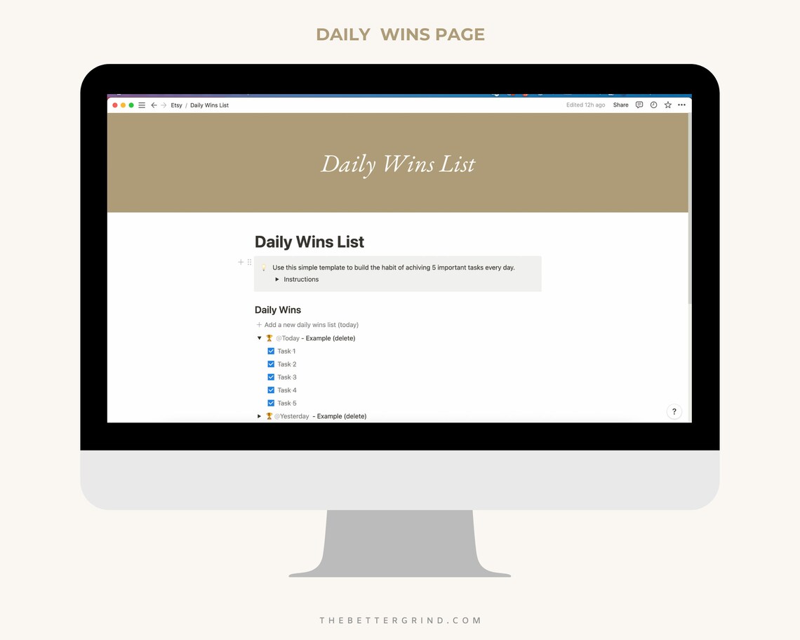 Daily Wins Notion Template Daily Digital to Do List for - Etsy