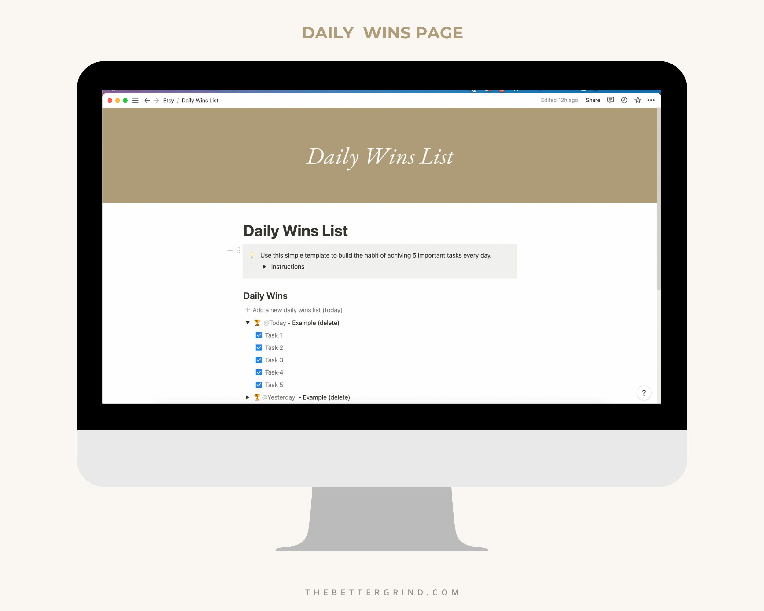 Daily Wins Notion Template Daily Digital to Do List for - Etsy