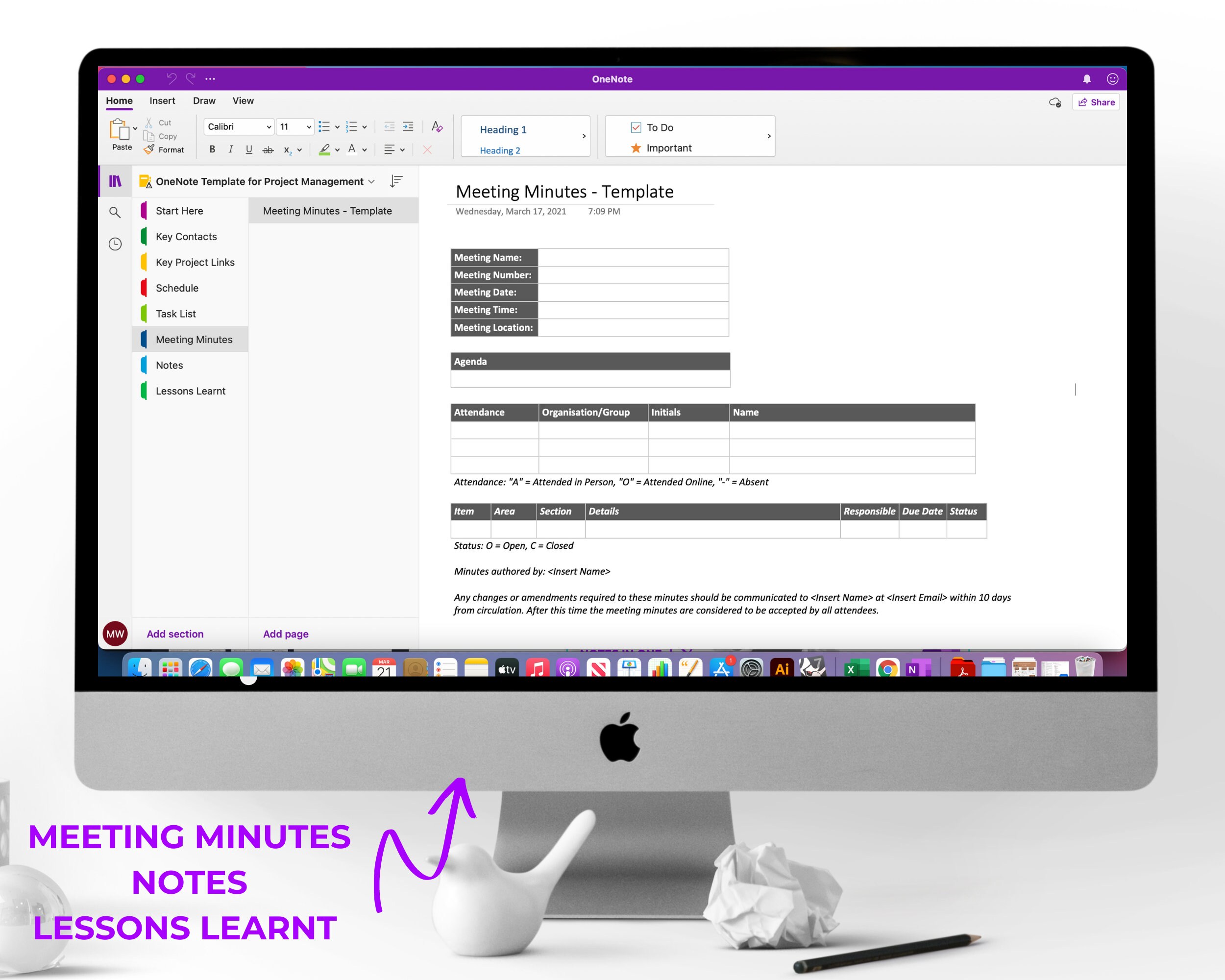 Onenote Project Management Template, Team Collaboration Planner ...