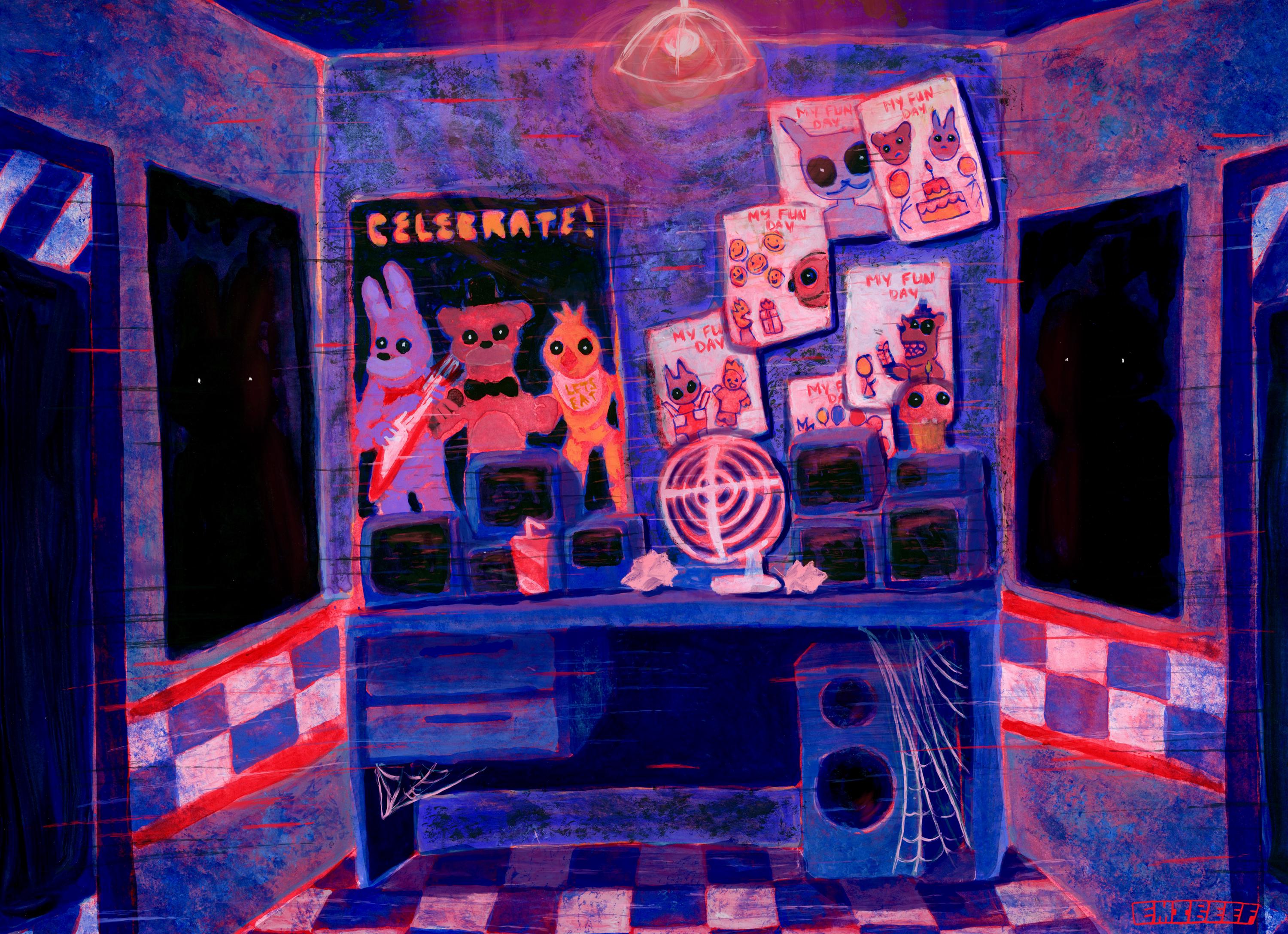 FNAF 1 Office Painting (five Nights at Freddy’s) - 5x7 Print | Emibeef ...