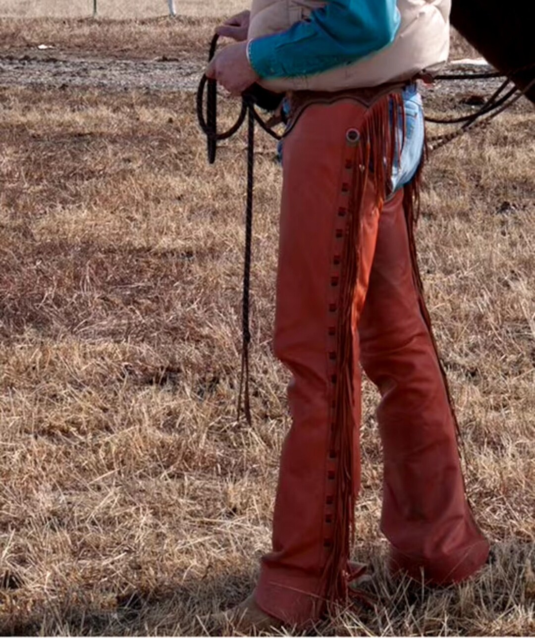 Native American Handmade Cowboy Style Buck Skin Beaded Suede Leather ...