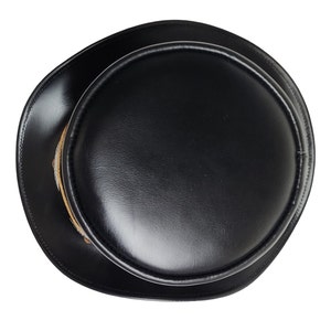 Leather Top Hat Rocker Style Conchos Band Black Color Handmade With 100 ...