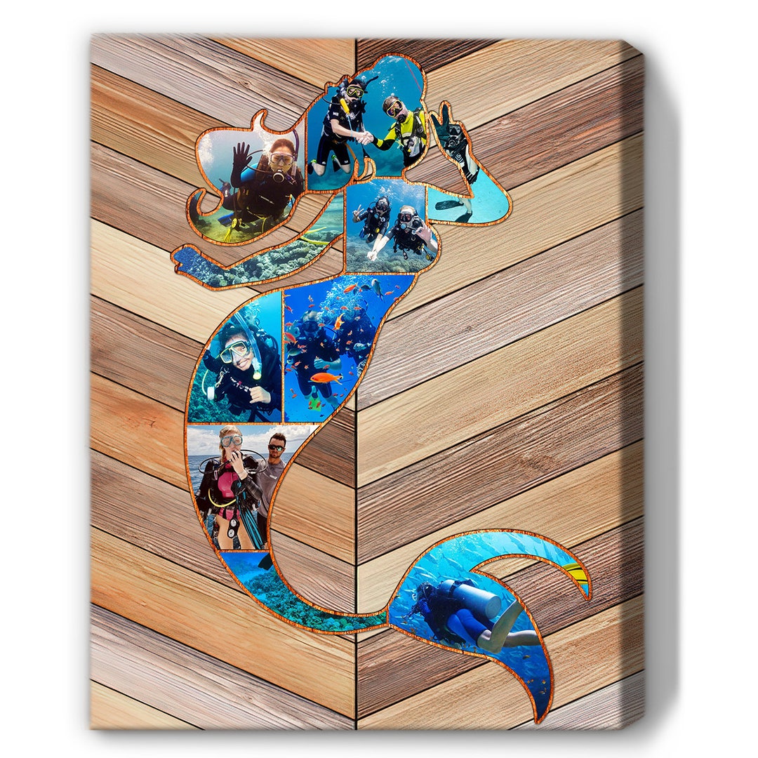 Custom Mermaid Collage Canvas, Mermaid Picture, Mermaid Decor, Mermaid ...