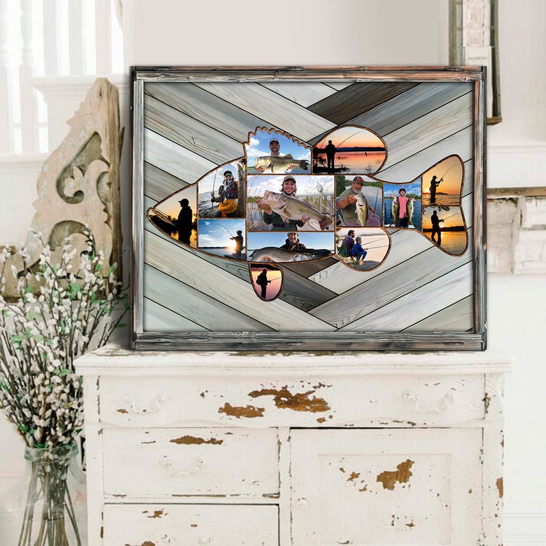 Custom Bass Fish Shape Wall Art Custom Fishing Collage - Etsy