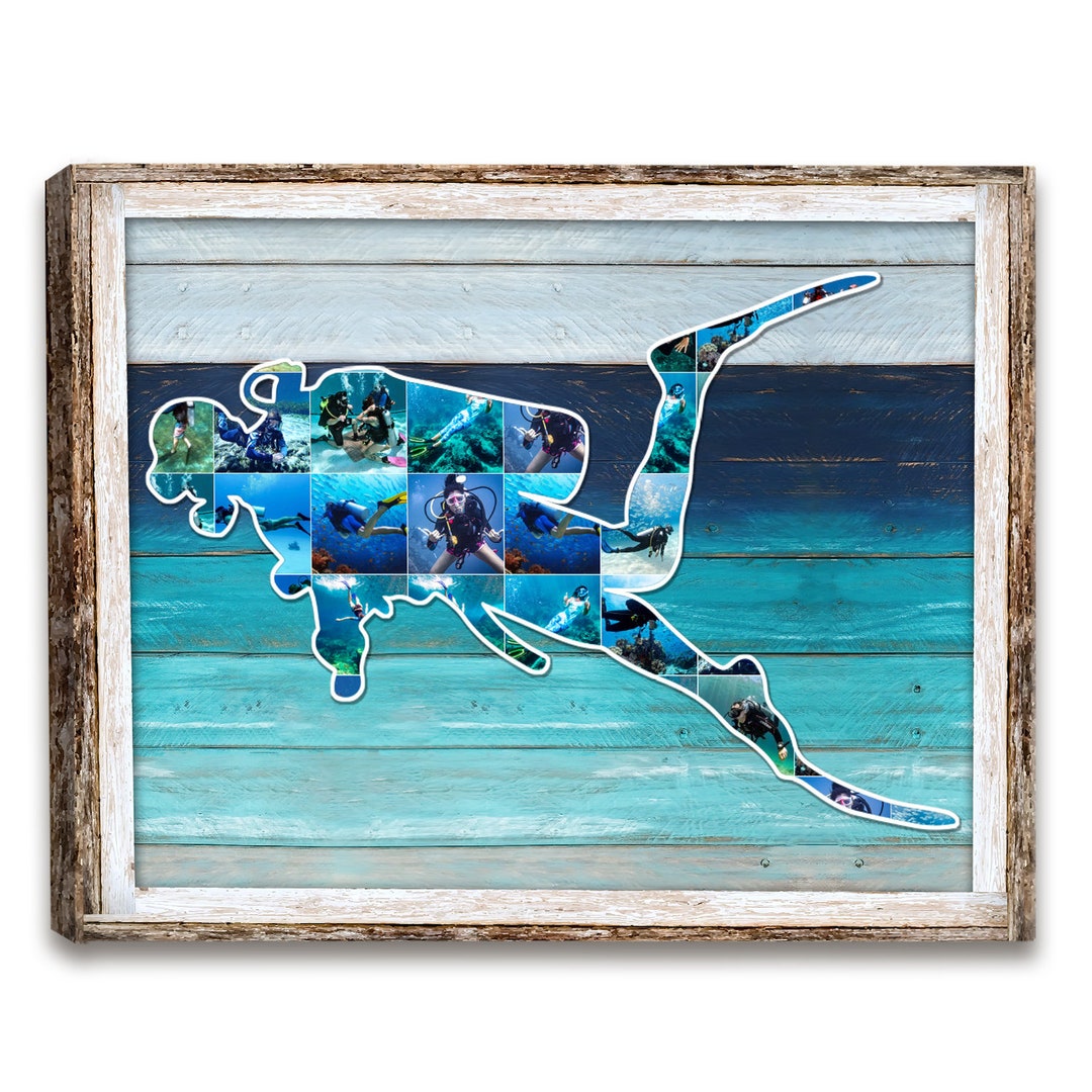 Custom Photo Collage Art Gift for Scuba Diving Enthusiasts ...