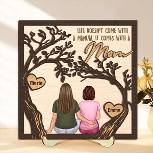 Life Comes With A Mom – Personalized Mom and Daughter Names Wooden 2 ...