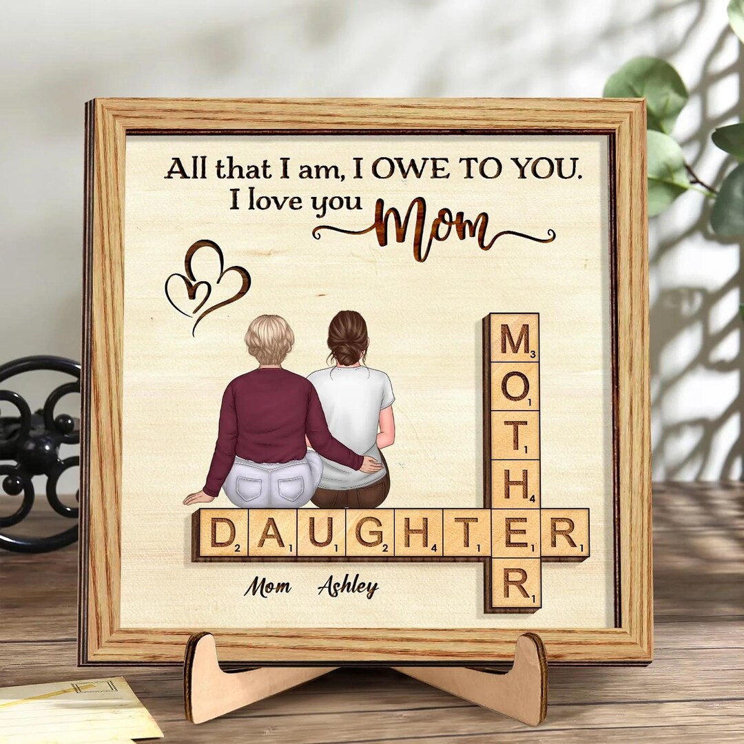 Personalized Mother and Daughter Wooden 2-layered Plaque – Scrabble ...