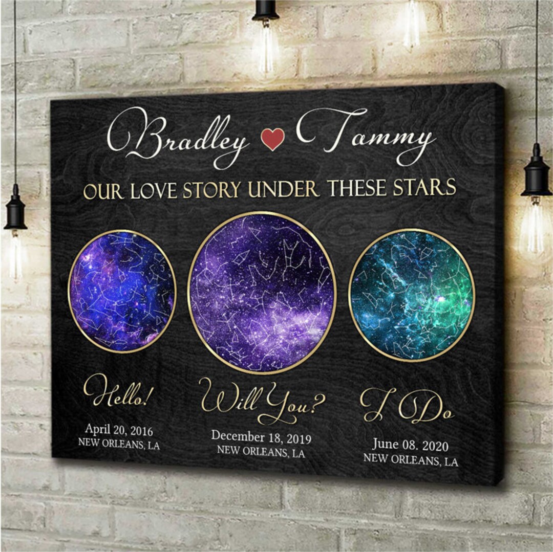Anniversary Star Map Gift | Canvas Print | Personalized Night Sky ...