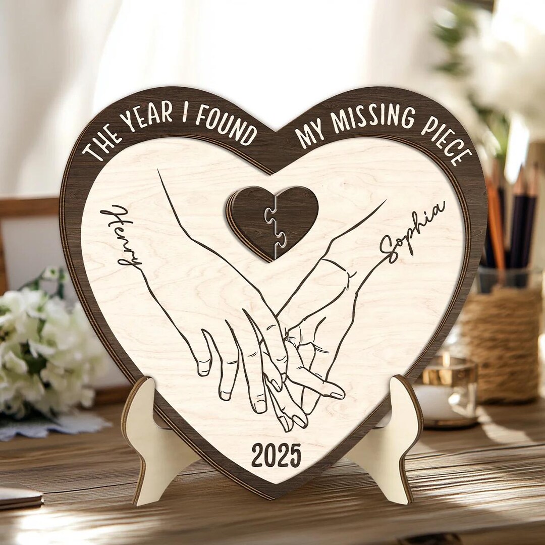 The Year I Found My Missing Piece – Personalized Names of Couple Wooden ...