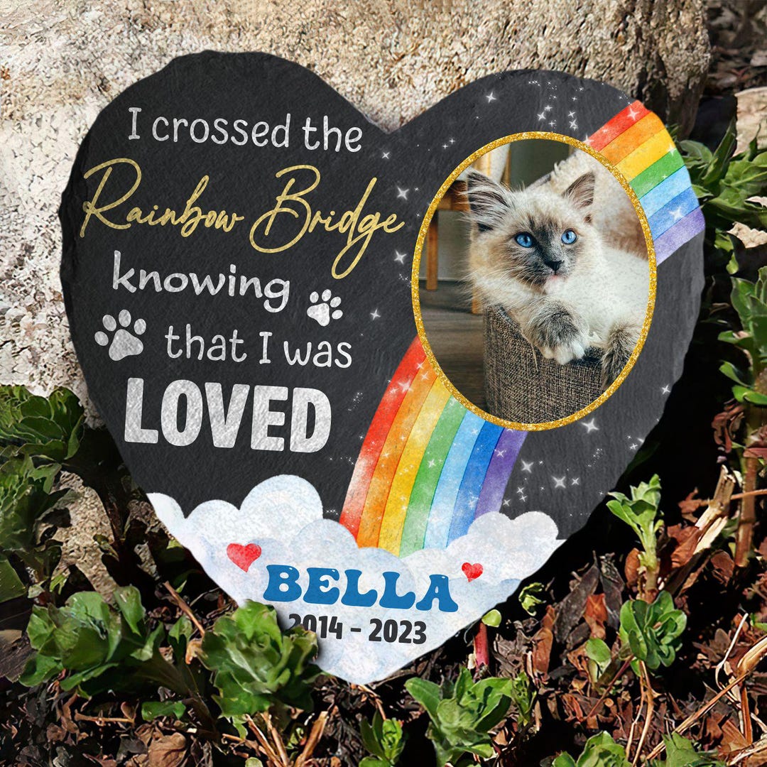 Cat Photo Memorial Garden Stone Custom Loss of Cat Passing Gift ...