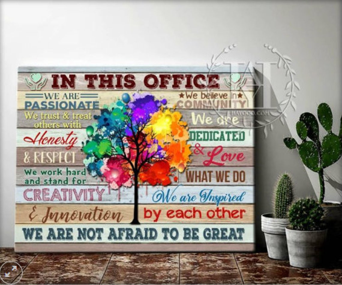 Best Office Decor Idea With Teamwork Motivation Canvas in This | Etsy