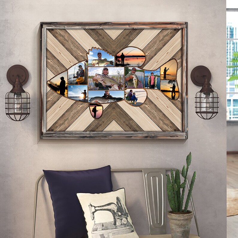 Custom Bass Fish Shape Wall Art Custom Fishing Collage - Etsy