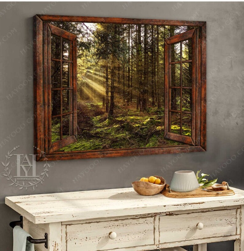 Canvas Painting Wall Art Home Decor Faux Window Canvas Beautiful ...