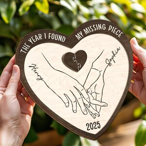 The Year I Found My Missing Piece – Personalized Names of Couple Wooden ...