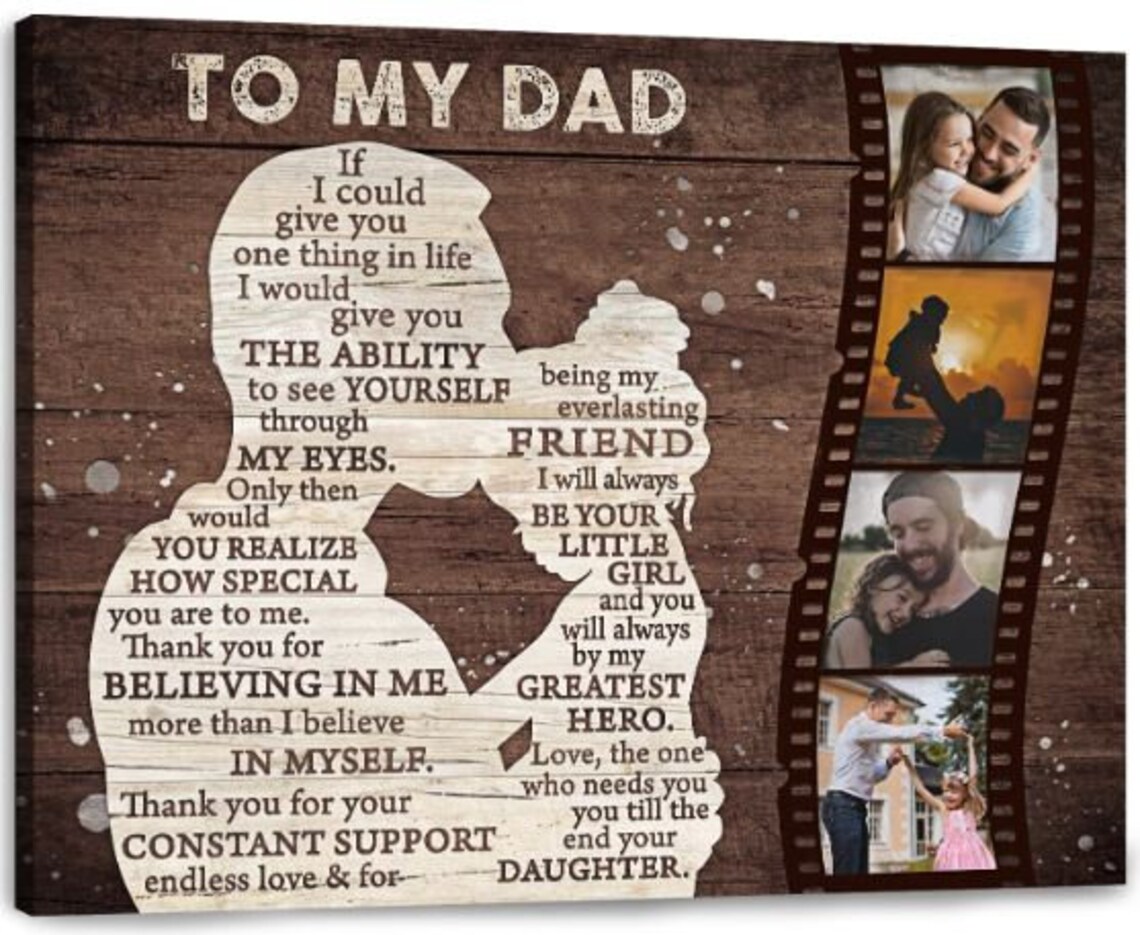 To My Dad Dad and Daughter Personalized Canvas Custom | Etsy