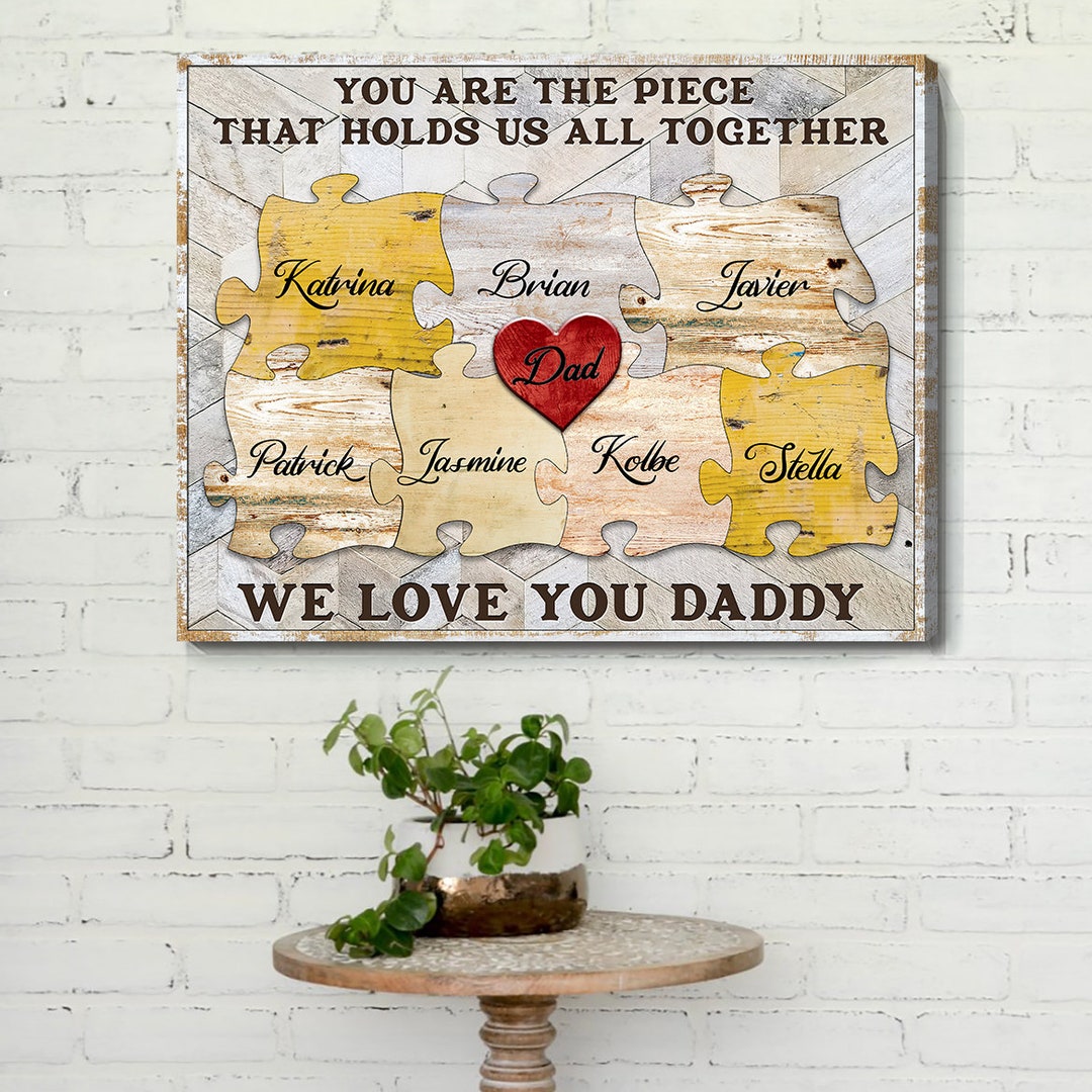 Fathers Day Puzzle Sign, Personalized Gifts for Dad, Dad Wood Sign ...