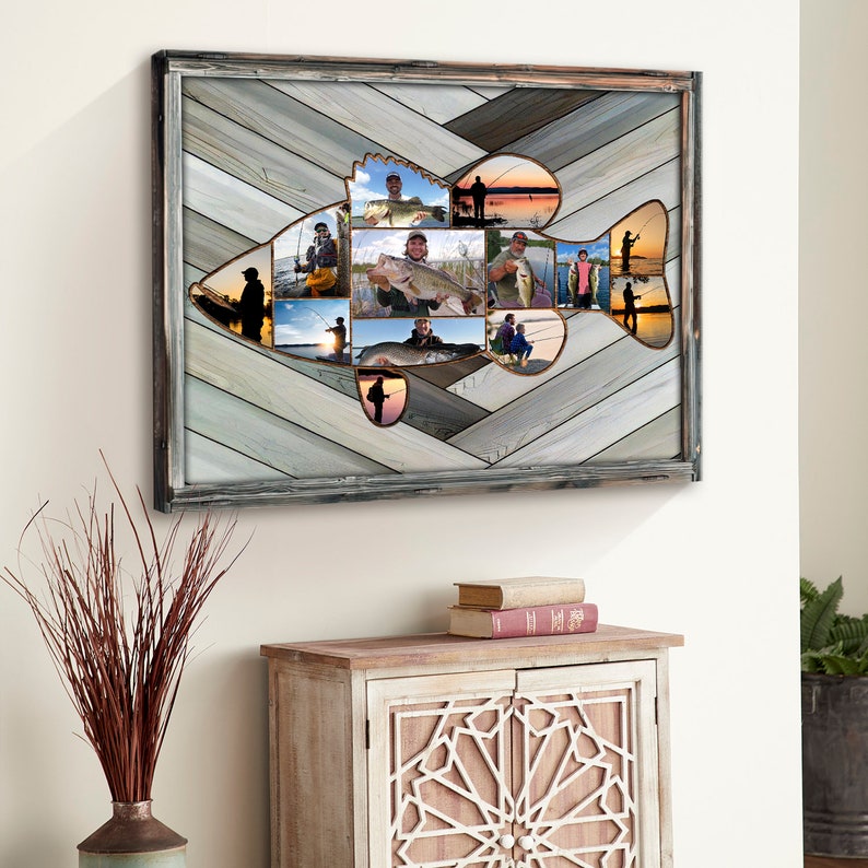 Custom Bass Fish Shape Wall Art Custom Fishing Collage - Etsy
