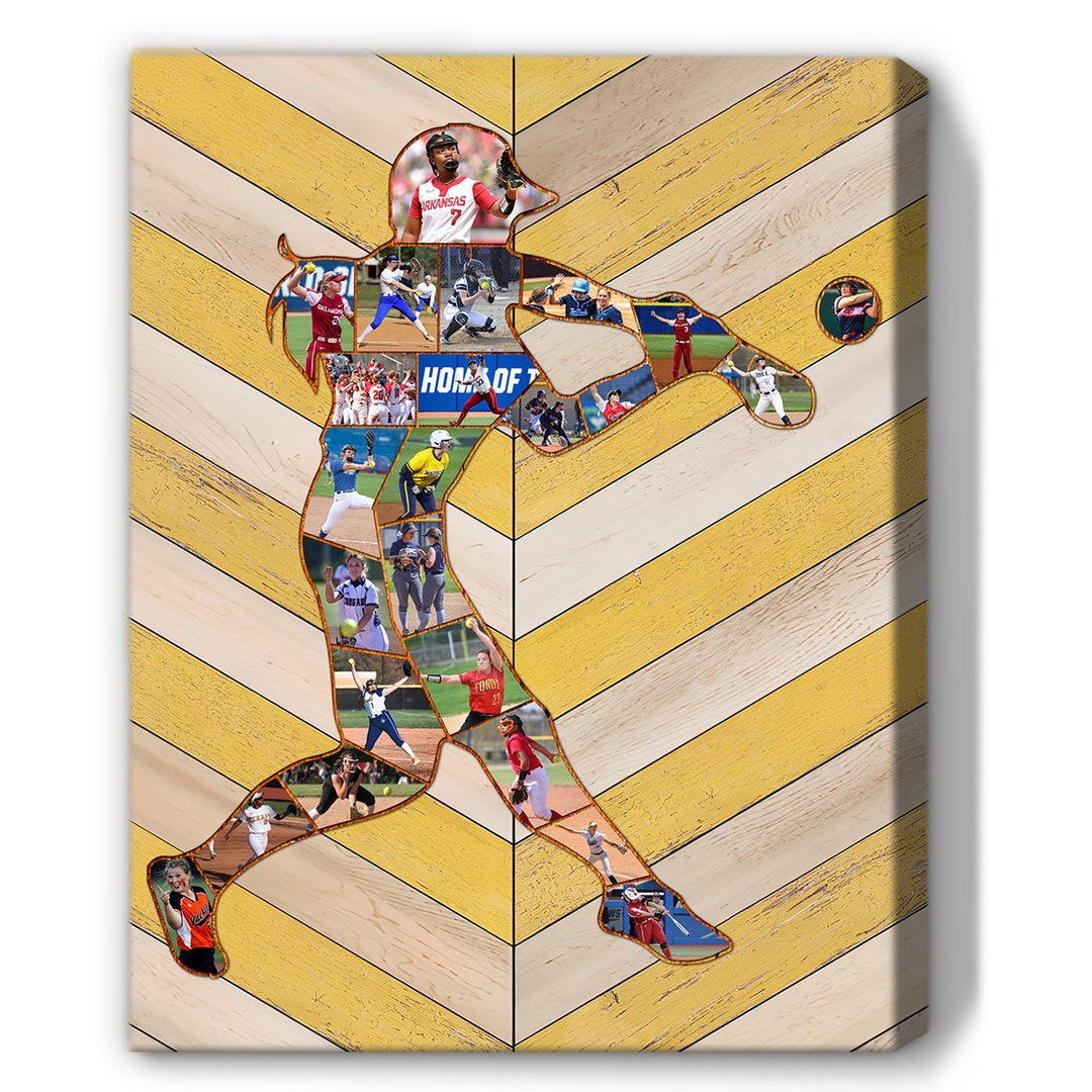 Personalized Softball Canvas| Custom Softball Collage Canvas, Softball ...