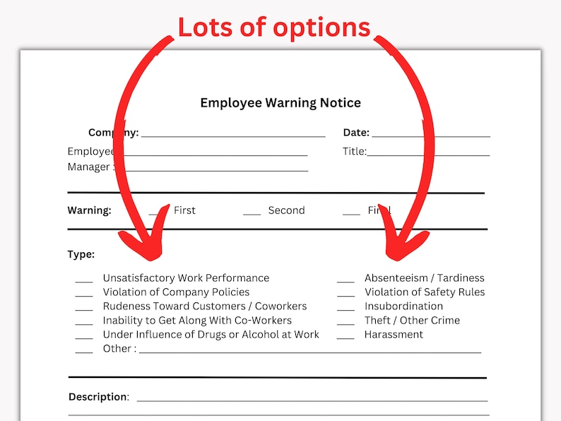 Employee Write up Form, Staff Write up Form, Write up Form, Workplace ...