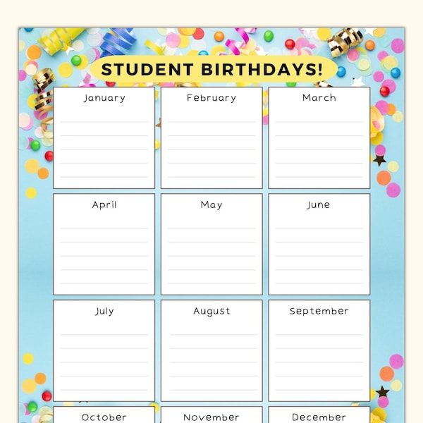 Classroom Birthday Chart - Etsy