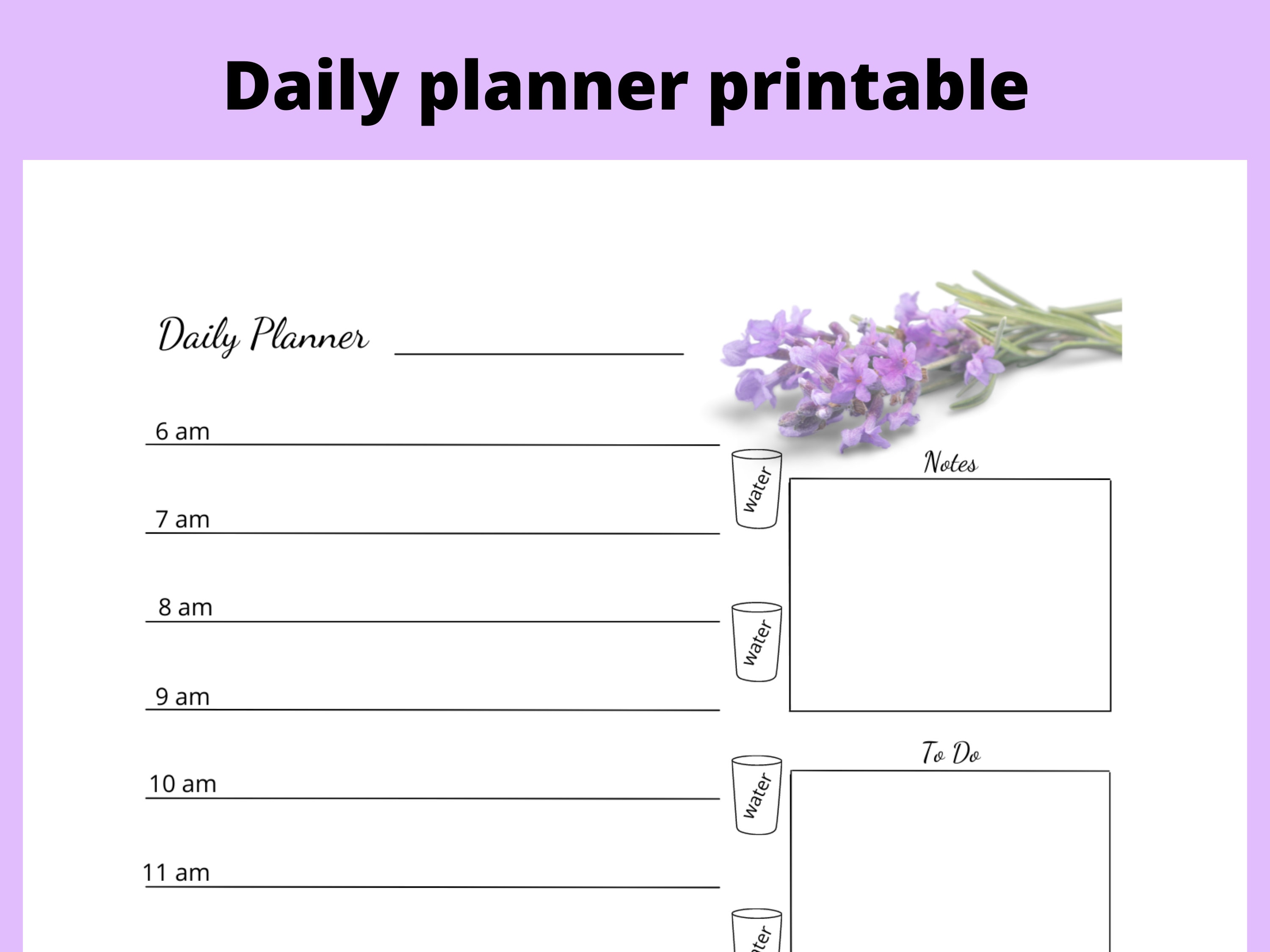 One Page Daily Planner, Agenda Daily Planner, Printable Daily Planner ...
