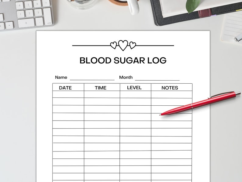 Blood Sugar Log, Blood Sugar Tracker, Blood Sugar Chart, Blood Sugar ...